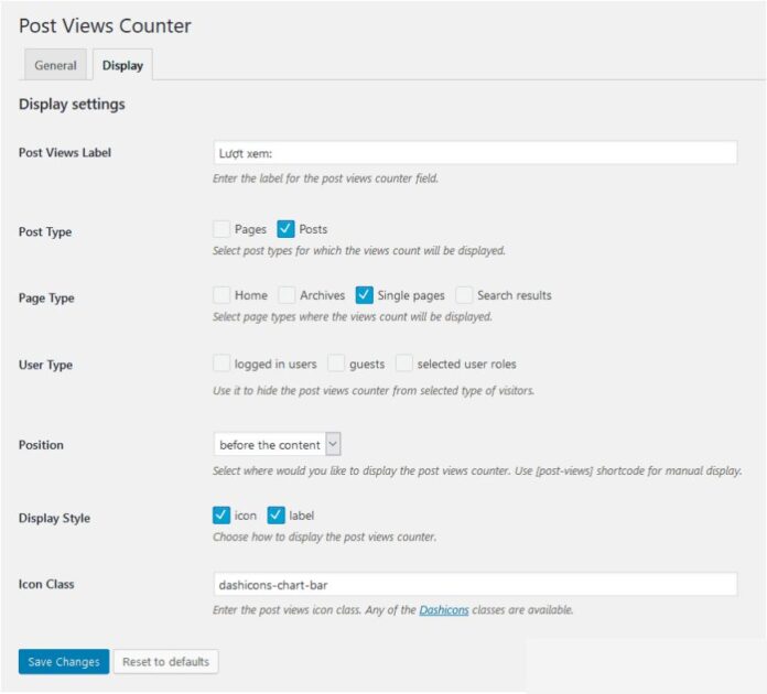 Sử dụng Post Views Counter plugin để đếm lượt xem bài viết
