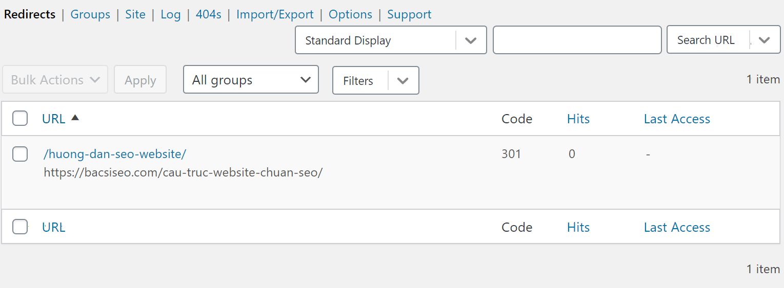 Cách Redirect 301 trong WordPress bằng plugin Redirection