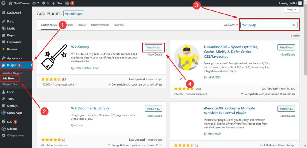 Cách tối ưu database WordPress với plugin WP-Sweep
